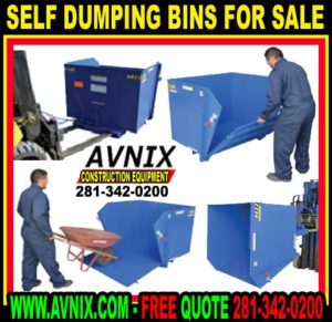 Forklift Hopper Attachment With Self Dumping Bin With Fold Down Front